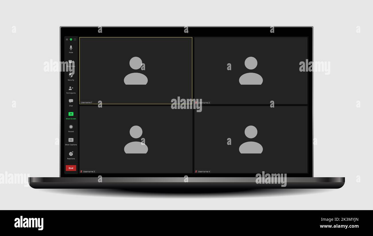 Template video conference user interface. Video calls window overlay ...