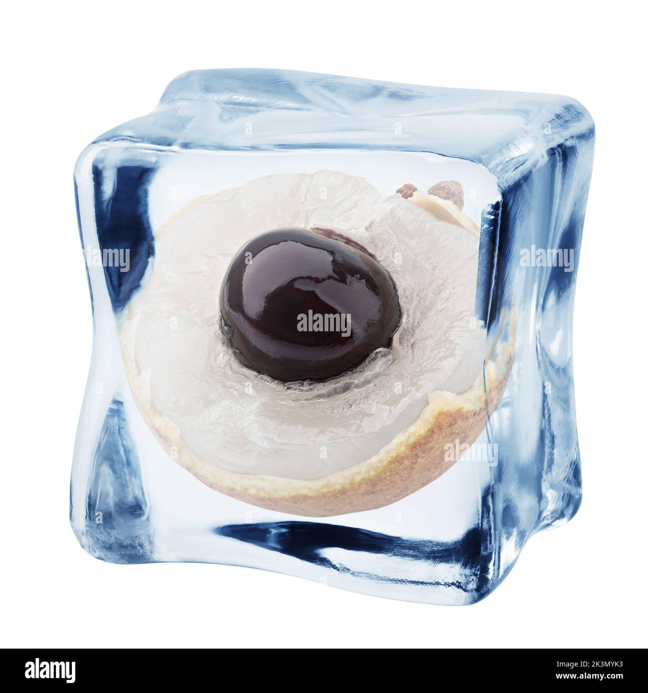 longan in ice cube, isolated on white background, clipping path, full ...