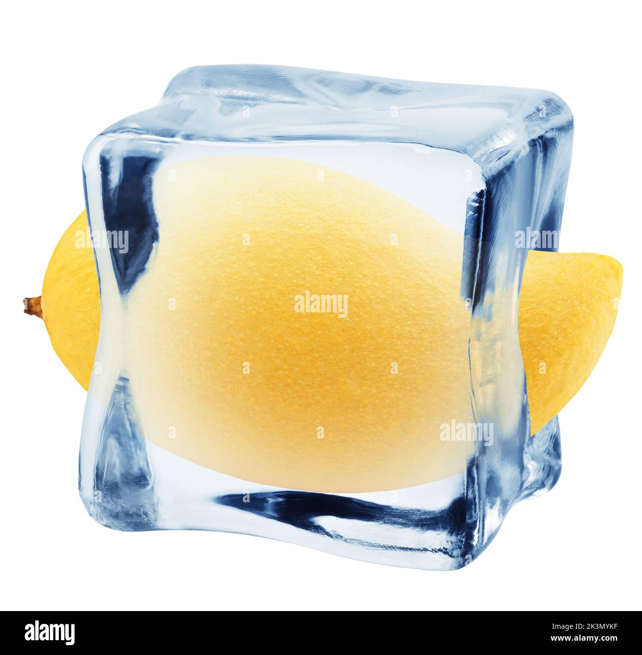 mango in ice cube, isolated on white background, clipping path, full ...