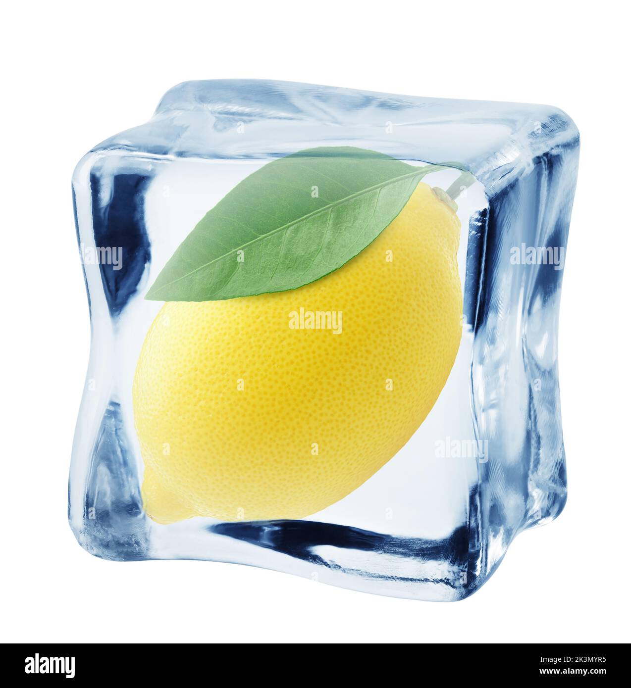 lemon in ice cube, isolated on white background, clipping path, full depth of field Stock Photo ...