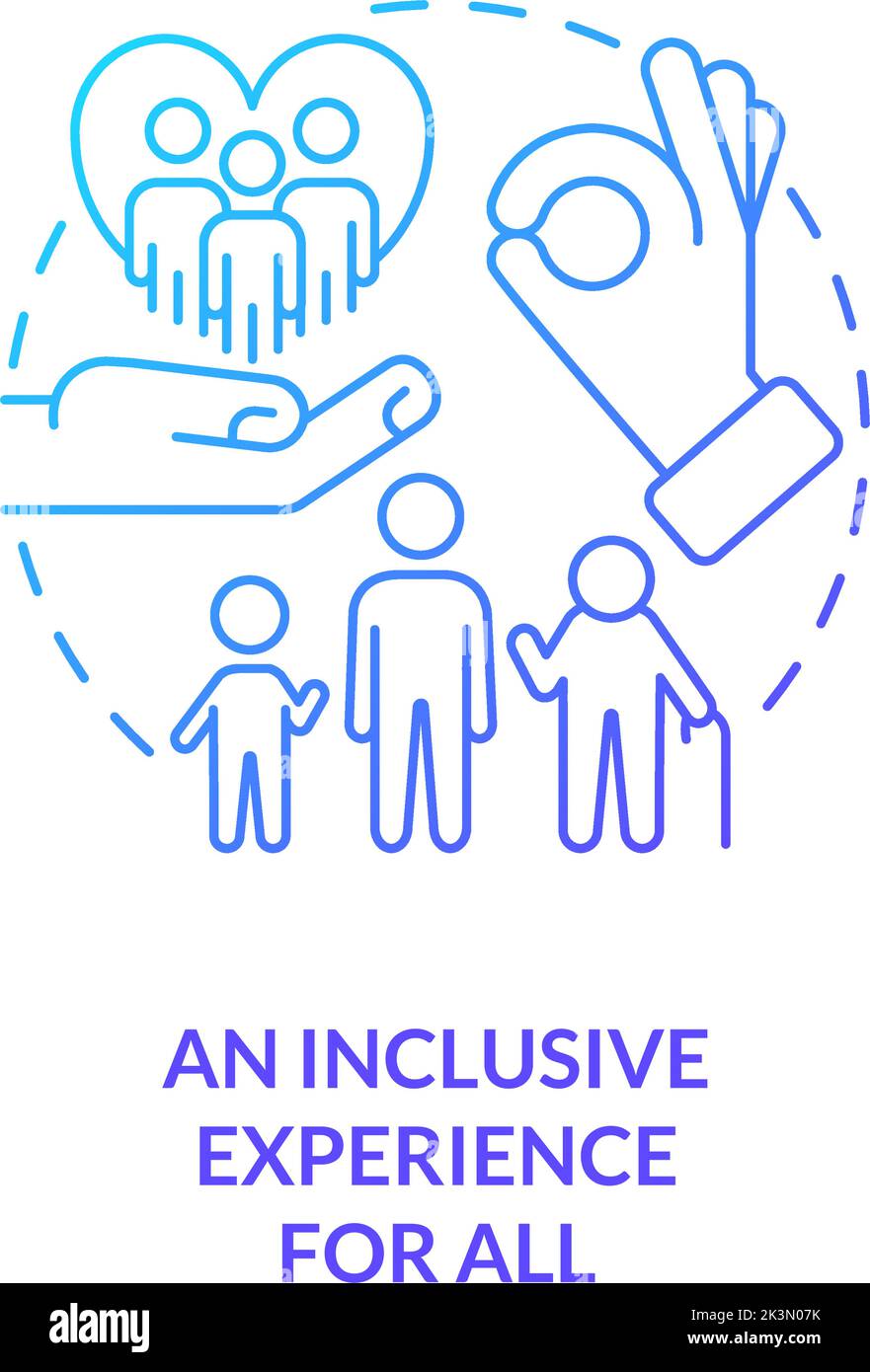 Inclusive experience for all blue gradient concept icon Stock Vector ...