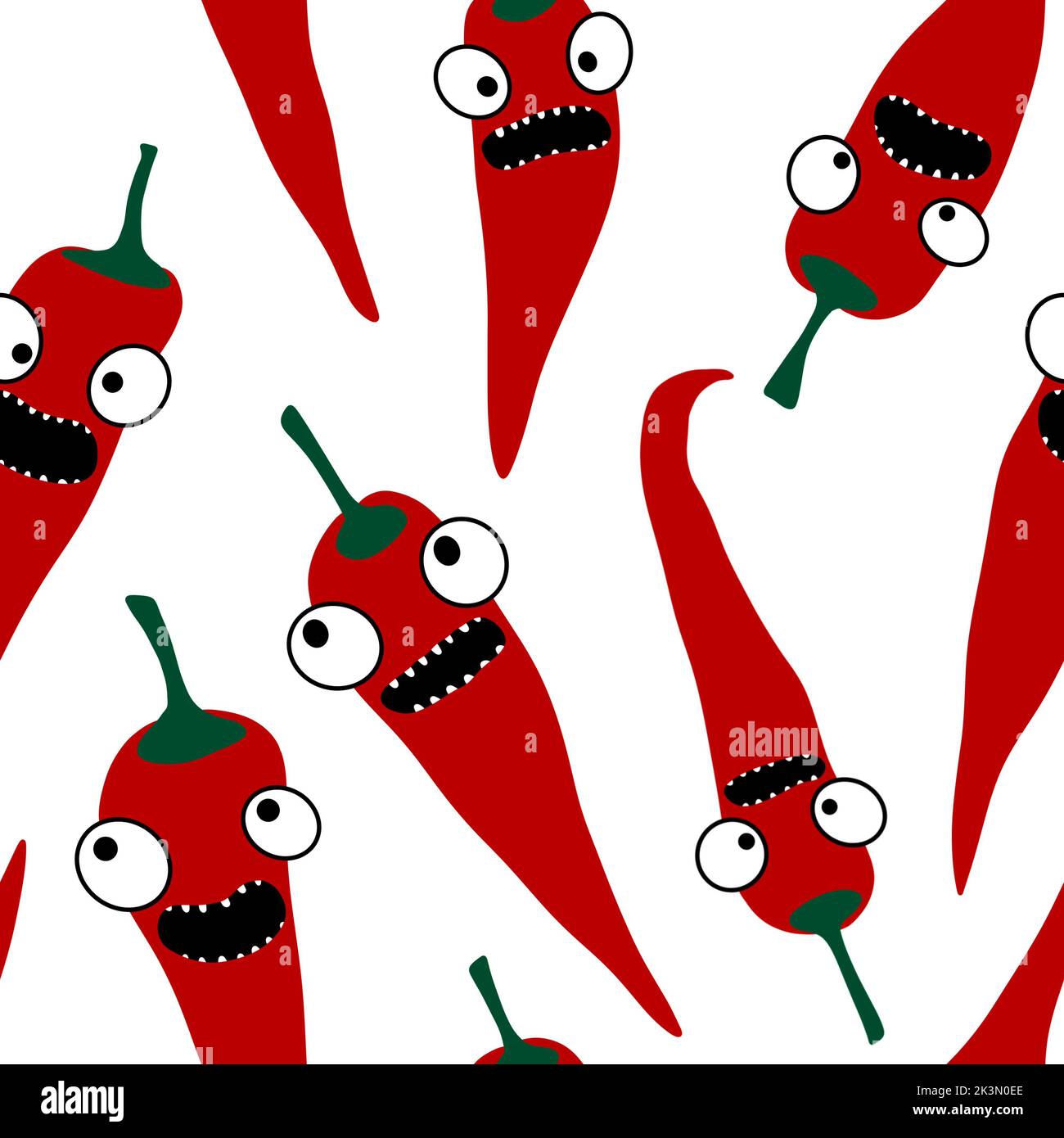 Cartoon vegetable seamless vampire Halloween red hot pepper pattern for ...
