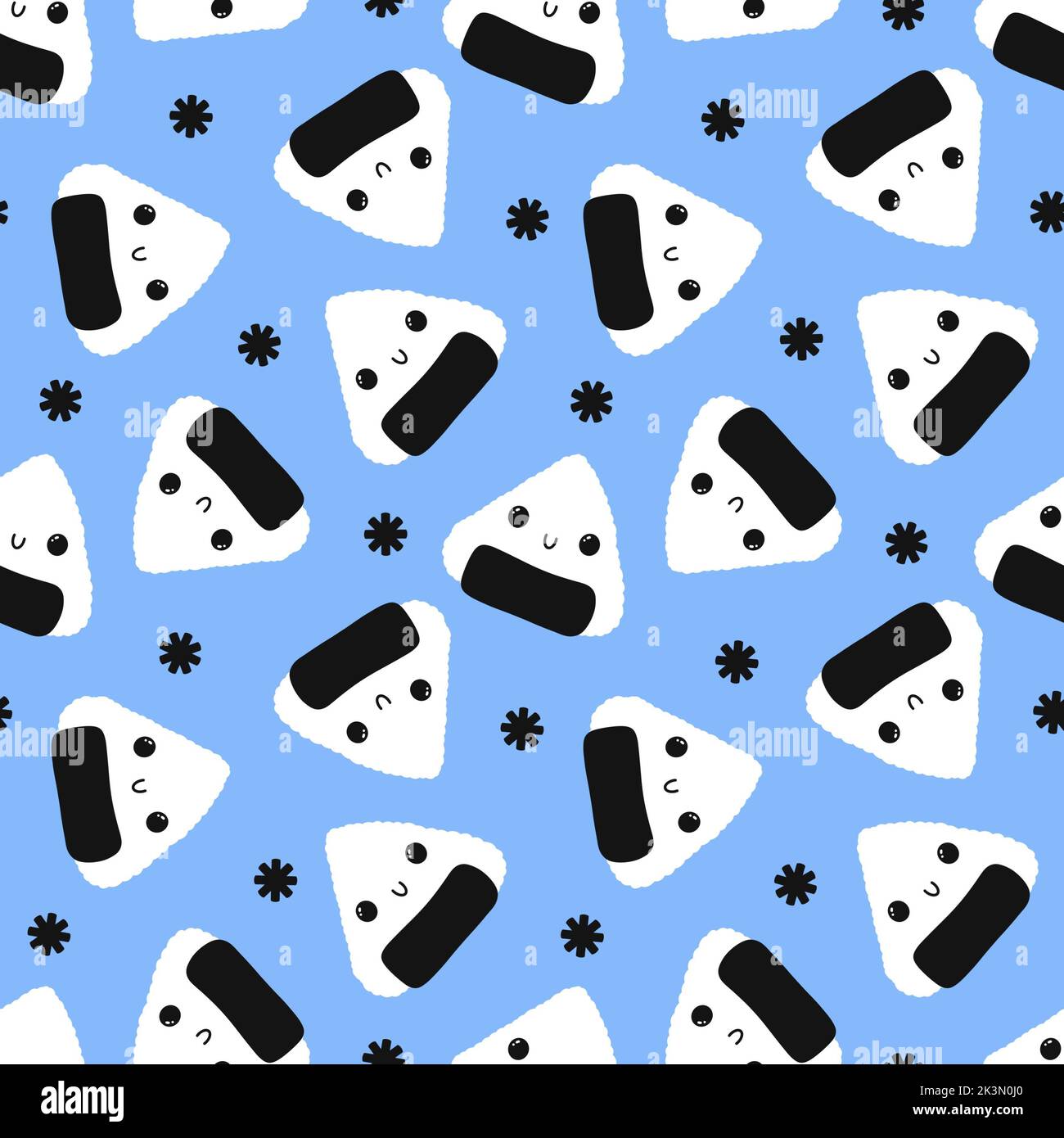 Japanese food onigiri seamless cartoon kawaii rice ball pattern for ...