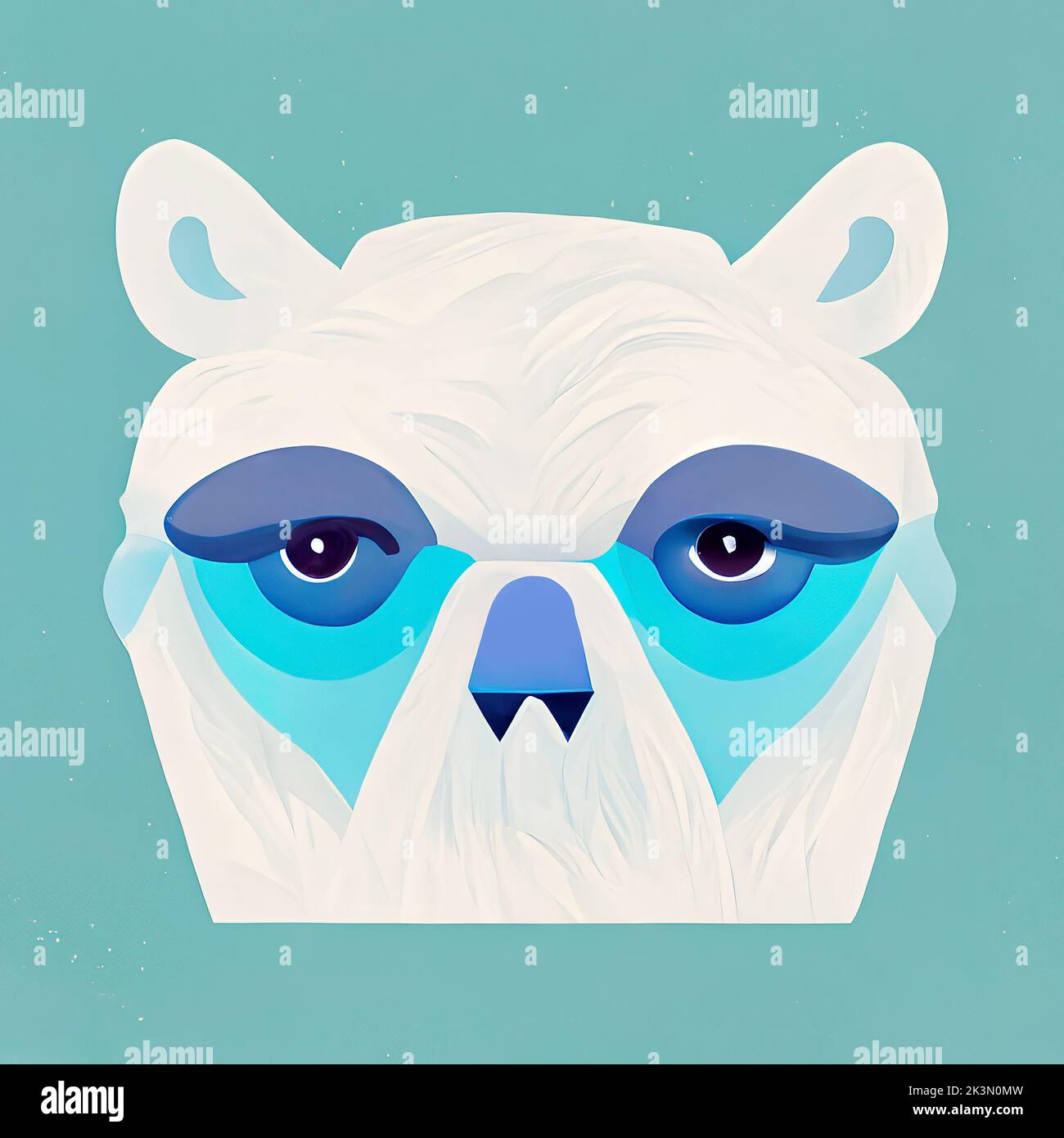 Sticker serious yeti. White bigfoot portrait. Flat art. Digital ...