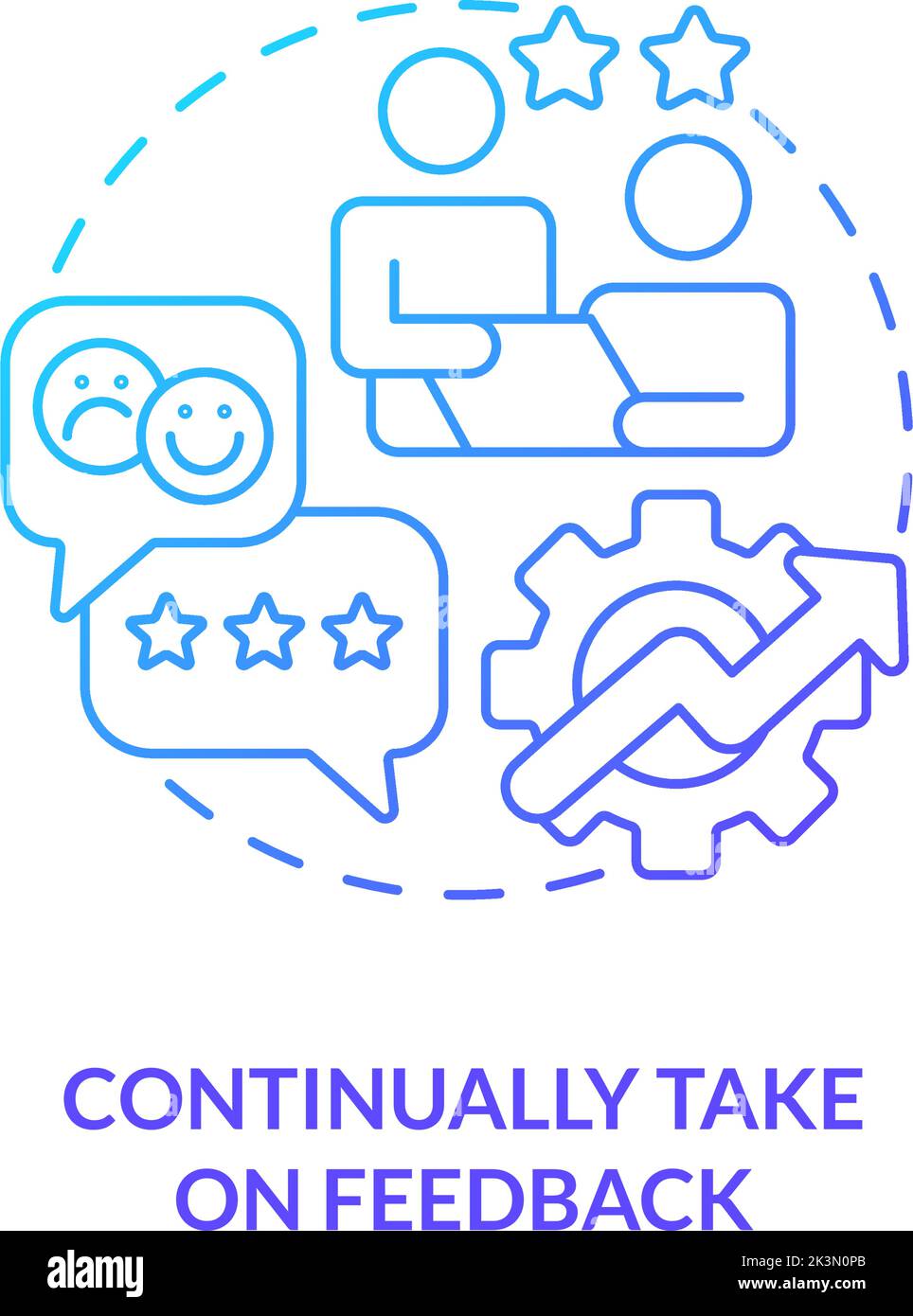 Continually take on feedback blue gradient concept icon Stock Vector Image & Art - Alamy