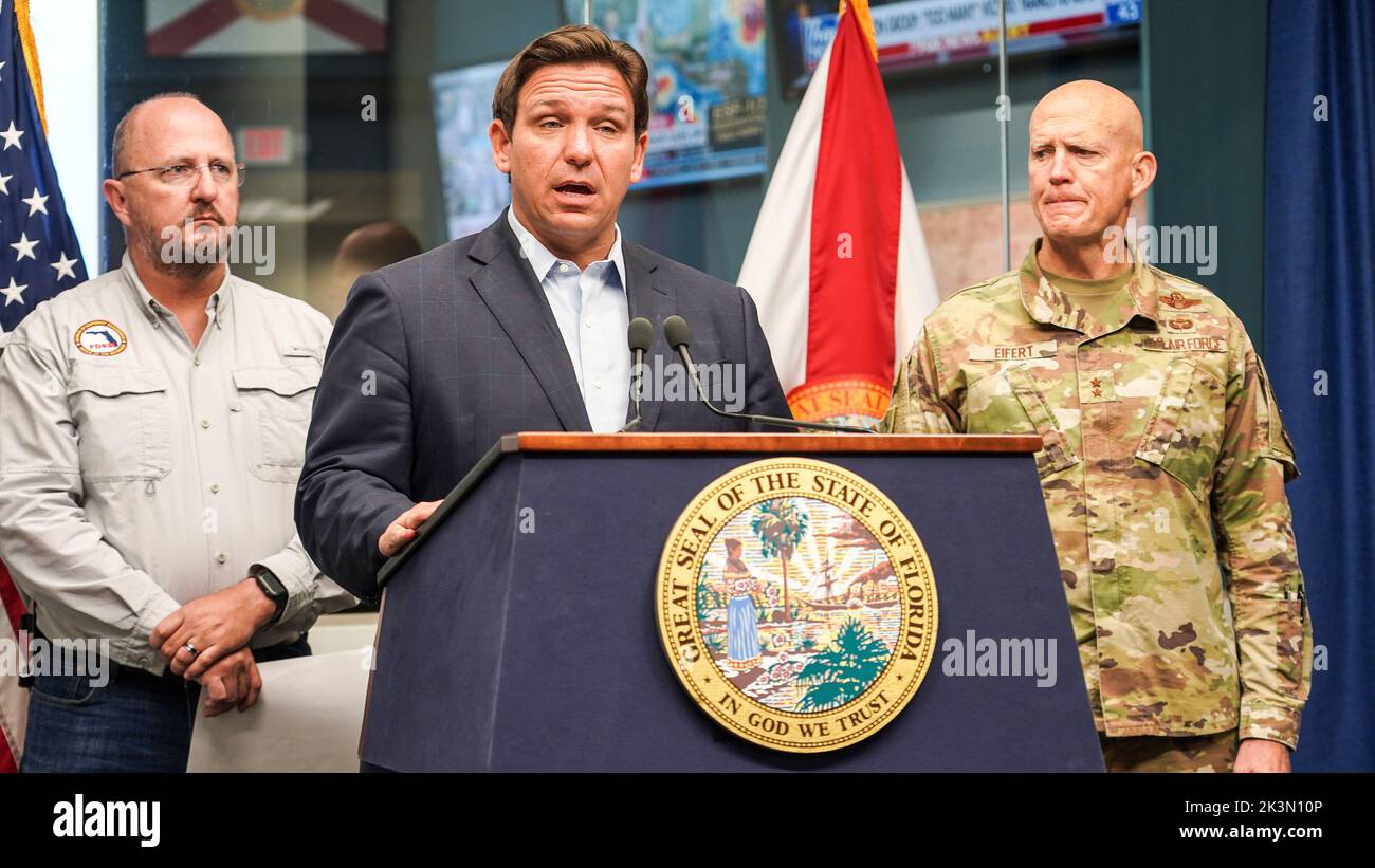 Tallahassee, United States. 26th Sep, 2022. Florida Governor Ron ...