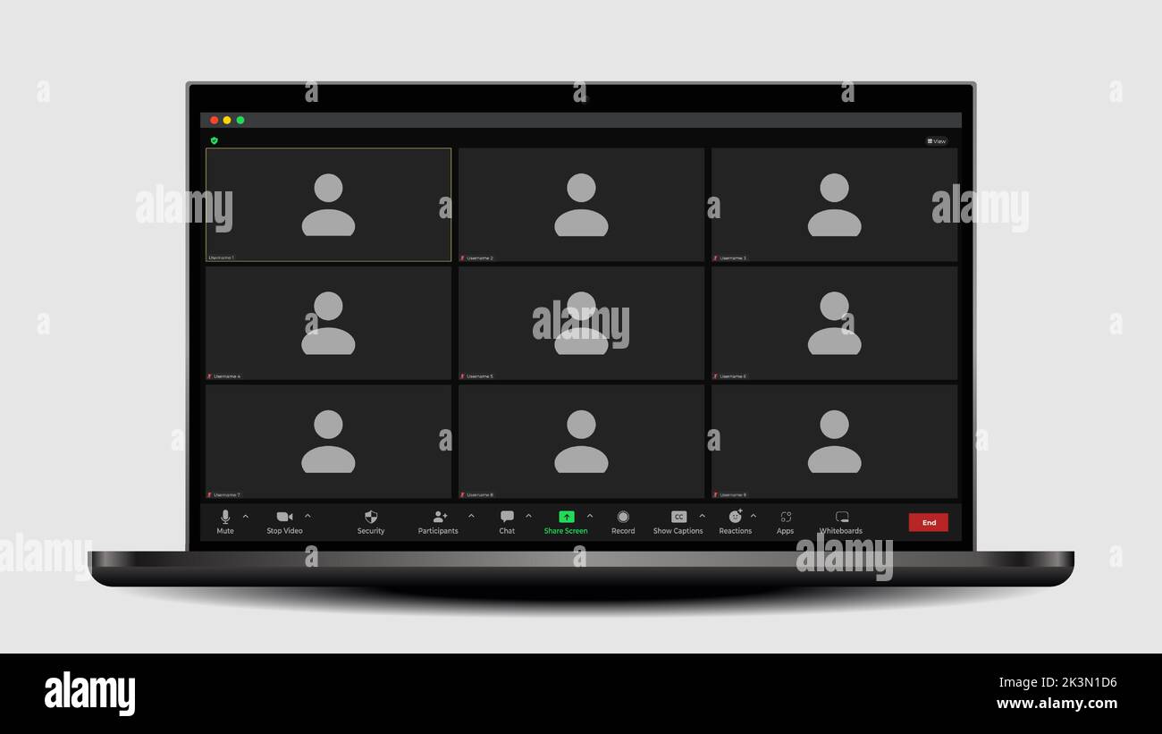 Video conference user interface. User web video call window. Call Window App template. Video ...