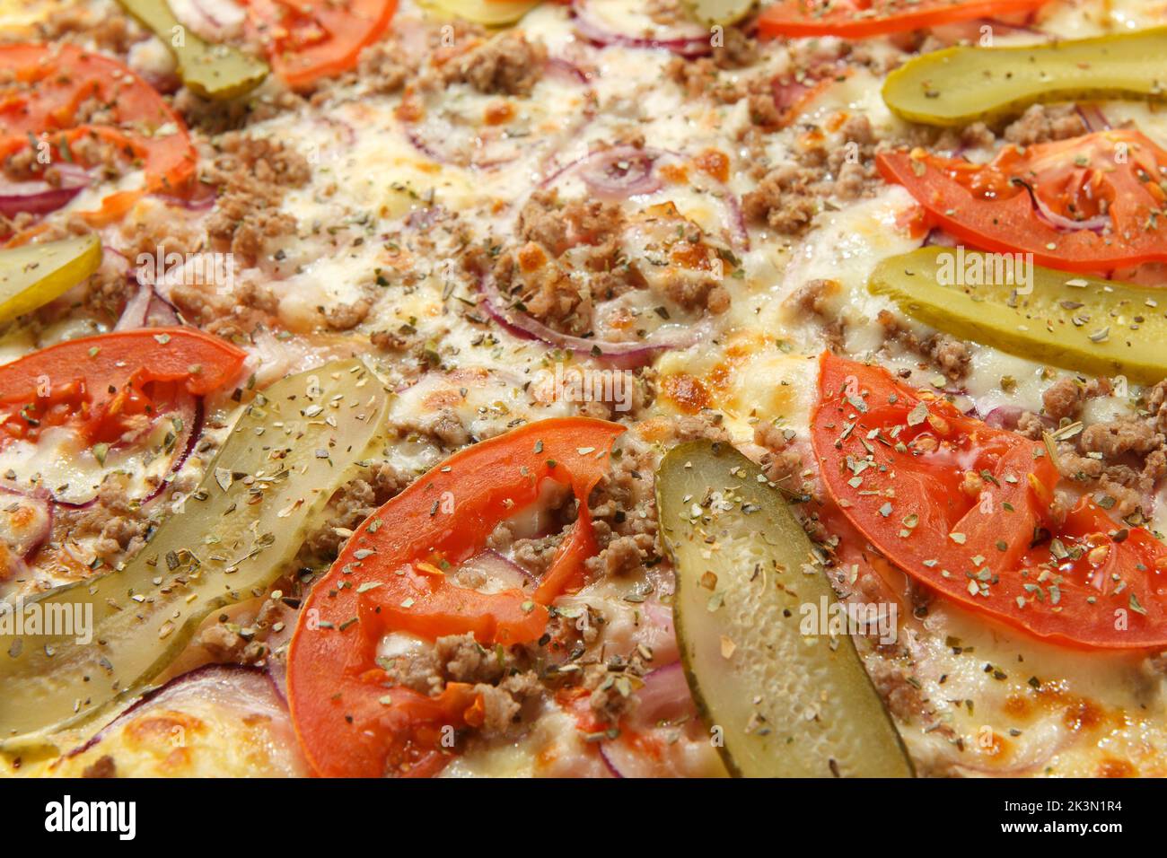 Pizza background - macro shot of italian pizza. It can be used as an ...