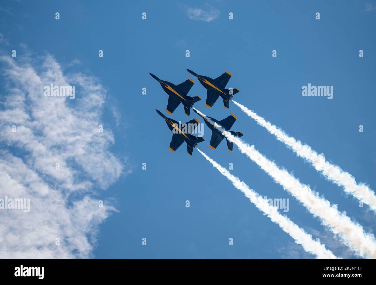 The U.S. Navy Blue Angels perform aerial maneuvers during the 2022 ...