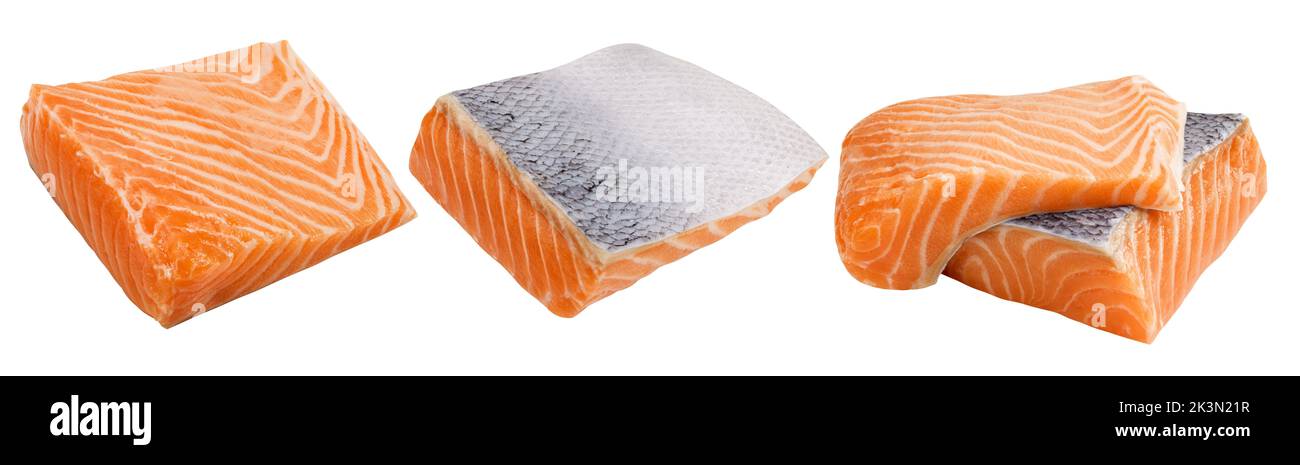 raw salmon, fish isolated on white background, clipping path, full ...