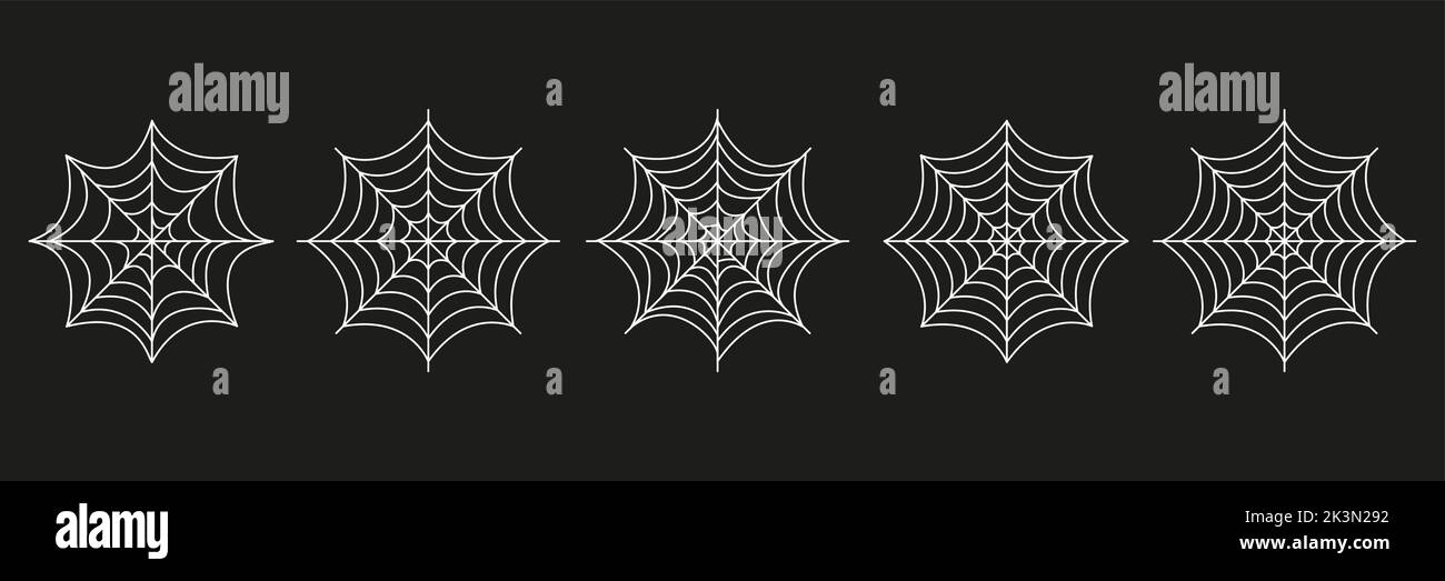 Spider web set. Halloween hand drawn cobweb collection. Vector ...
