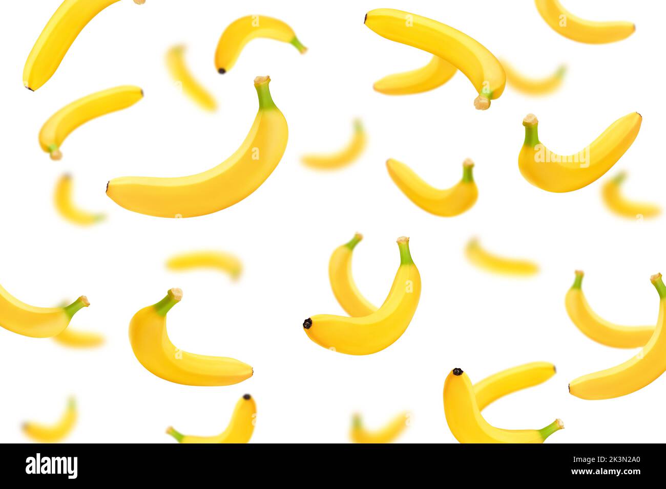 Falling banana isolated on white background, selective focus Stock ...