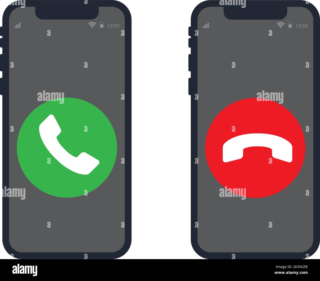 The phones with buttons to answer and reject a call Stock Vector Image ...