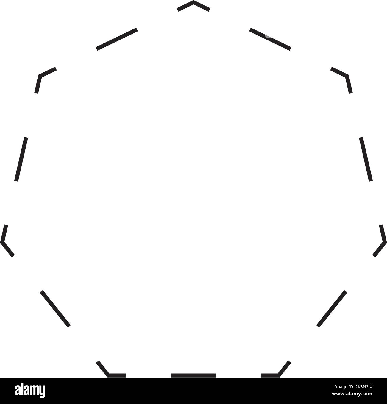 Heptagon Shape Dashed Symbol Vector Icon For Creative Graphic Design Ui
