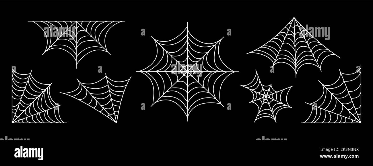 Spider web set. Halloween hand drawn cobweb collection. Vector ...