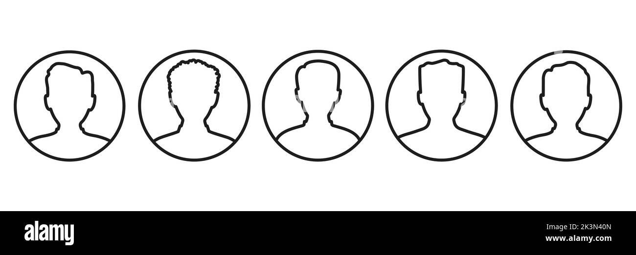 Men head line icon set. Male profile picture collection illustration ...