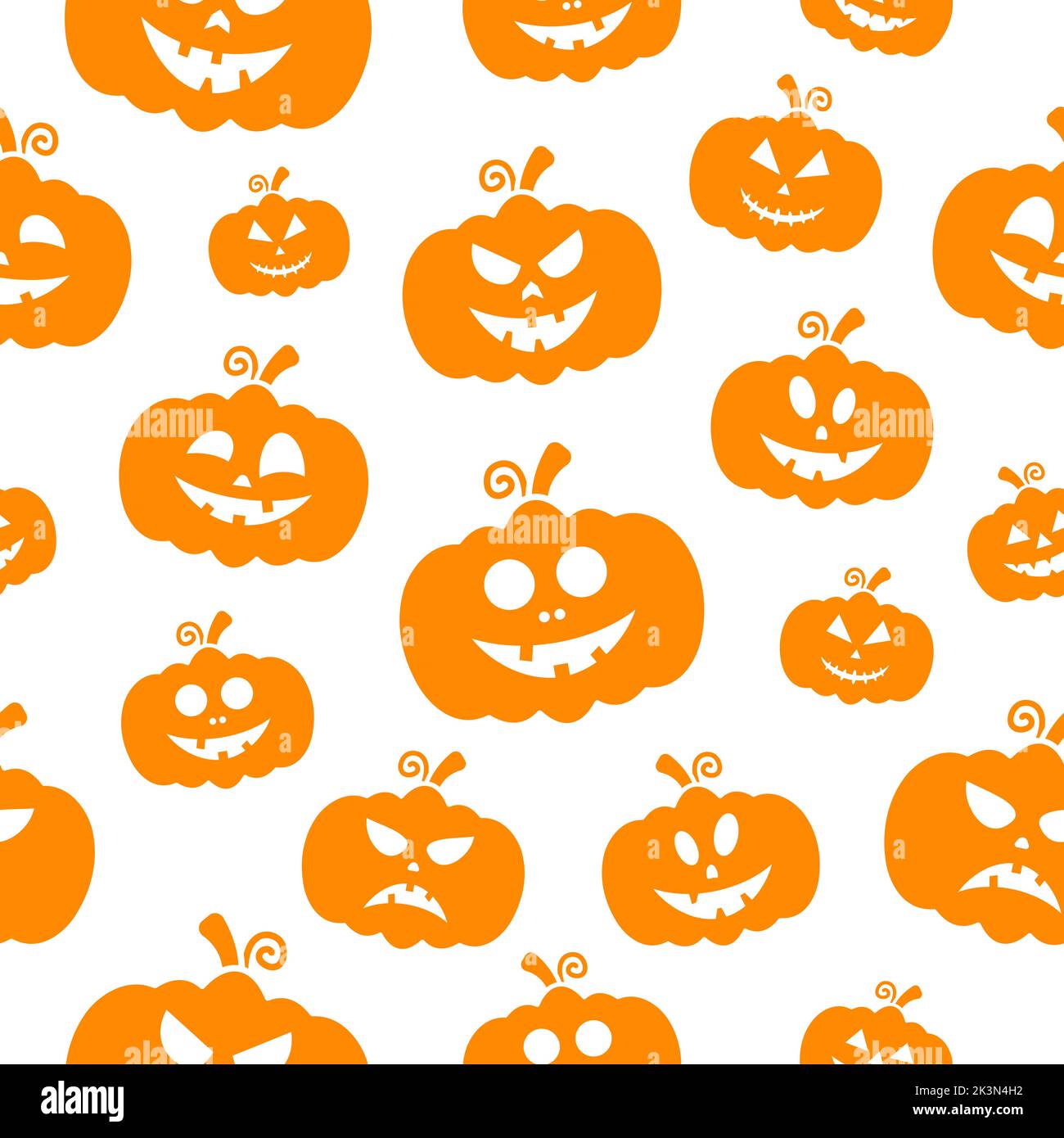 Pumpkin faces silhouettes seamless pattern. Halloween pumpkins texture ...