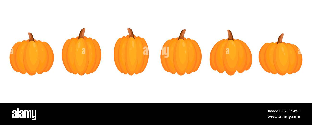 Pumpkins flat icon set. Halloween harvest pumpkin collection. Vector ...