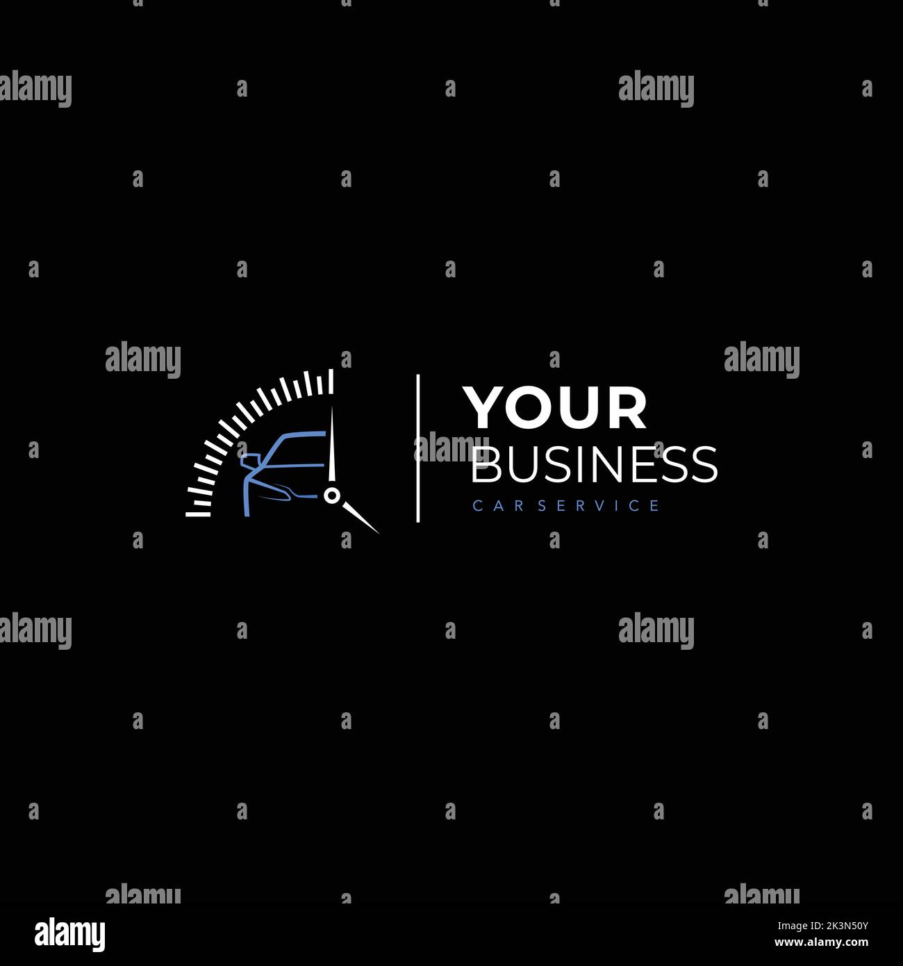 A modern car service logo and tagline template on black background ...