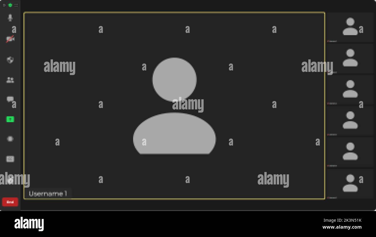 Video chat user interface. User web video call window. Call screen template. Video Call. Blank ...