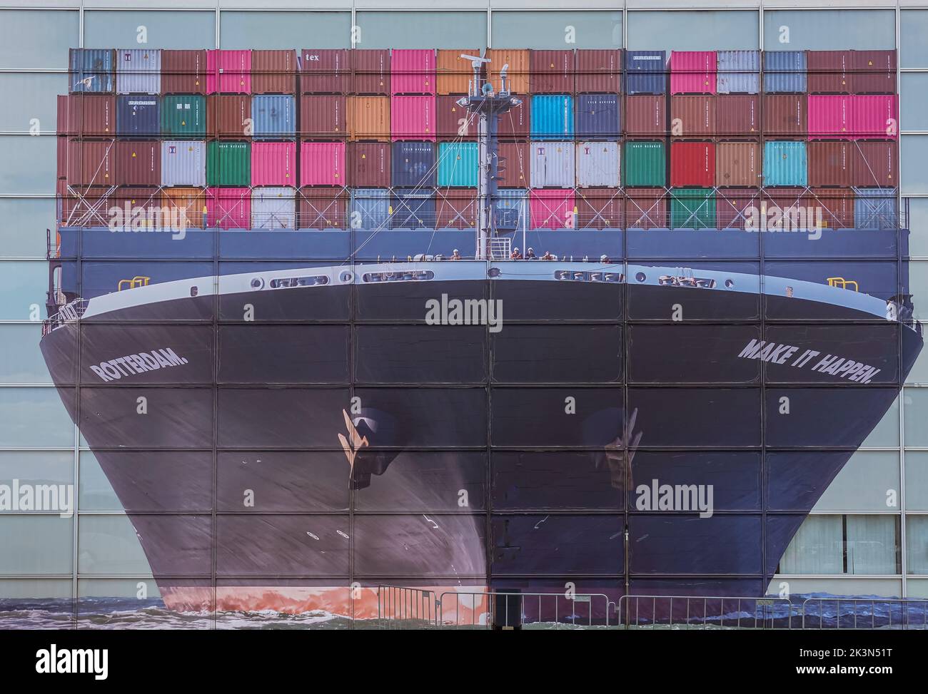 Rotterdam, Netherlands - July 11, 2022: Closeup of giant colorful mural ...