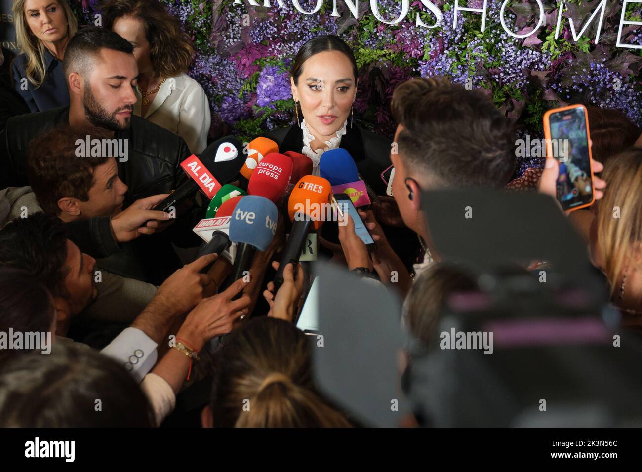 Madrid, Spain. 27th Sep, 2022. Tamara Falco speaks to the press at the ...
