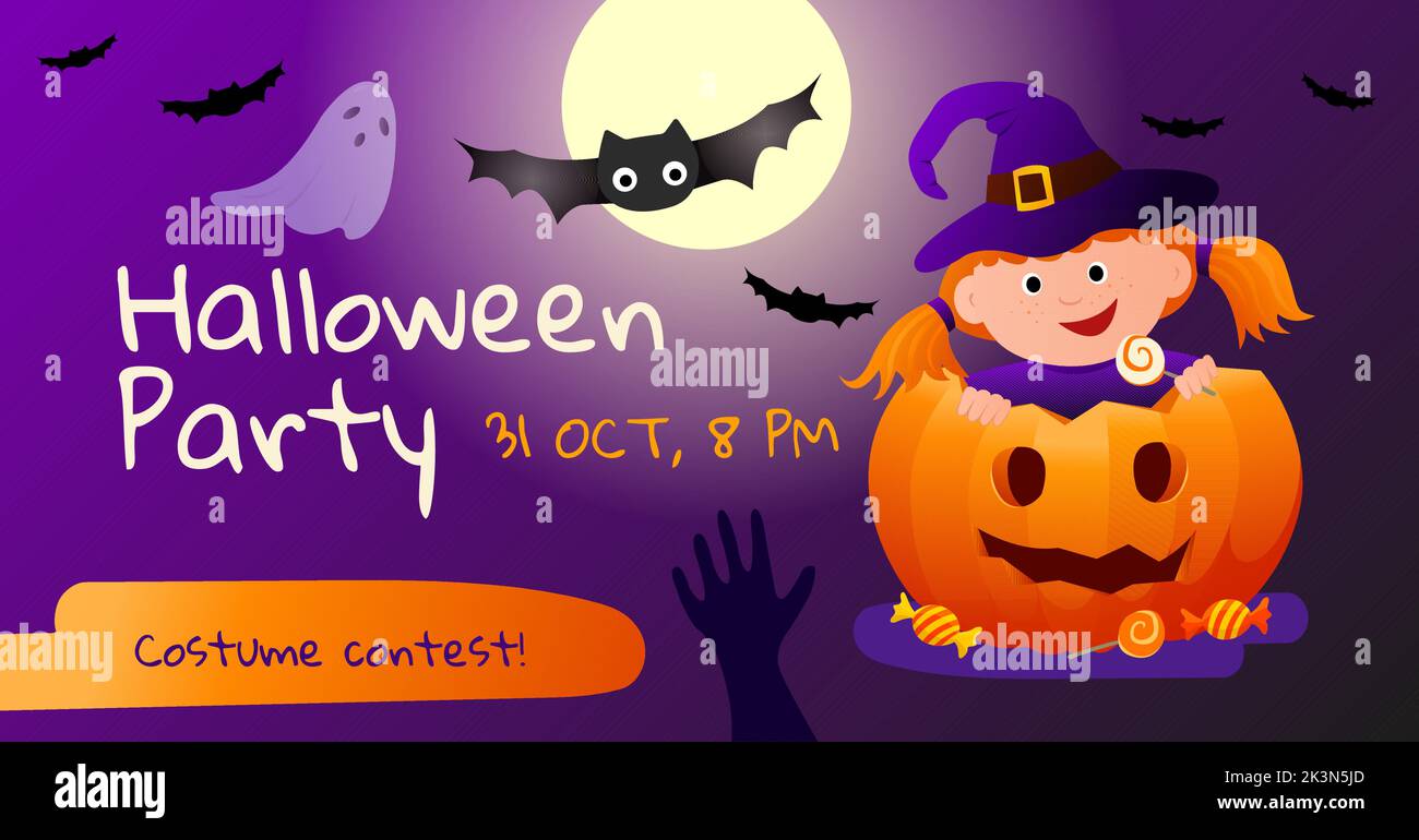 Halloween party invitation banner design. Banner for social media post ...