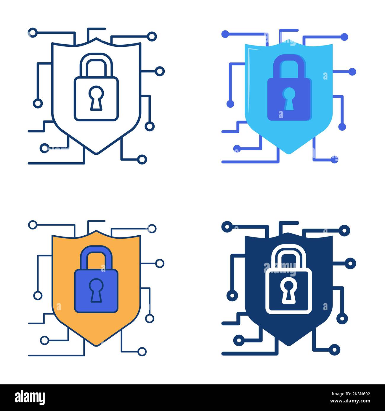 Network security icon set in flat and line style. Data protection ...