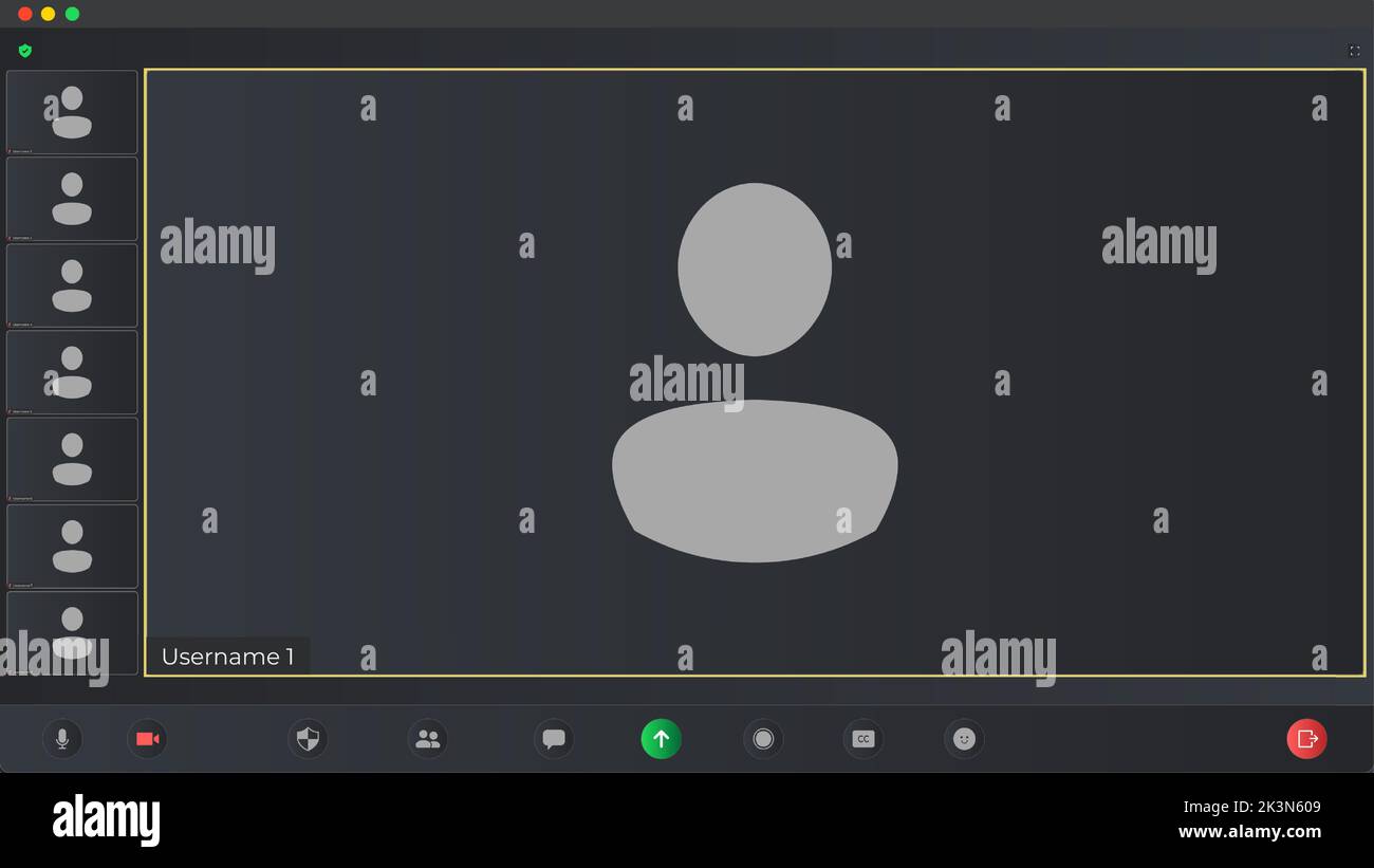 Video conferencing user interface. User web video call window. Call Window App template. Video ...