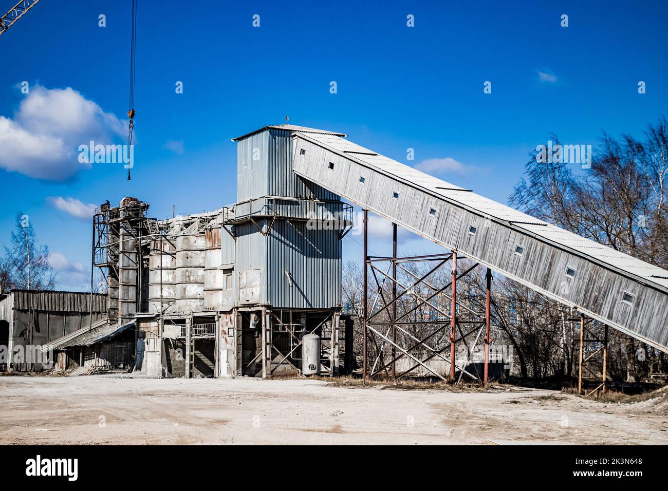 Old abandoned factory of reinforced concrete. Ruins of construction ...