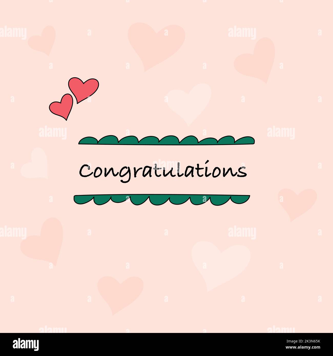 Congratulations vector card, pink color with hearts Stock Vector Image ...