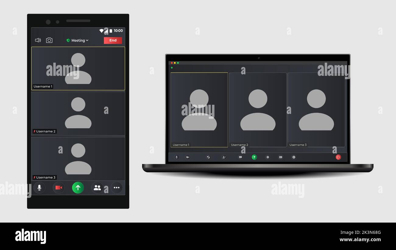 Video conference user interface. Video calls window overlay. Video conferencing window overlay ...