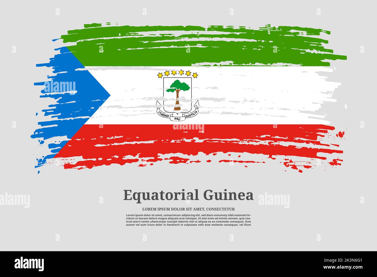 Equatorial Guinea flag with brush stroke effect and information text ...