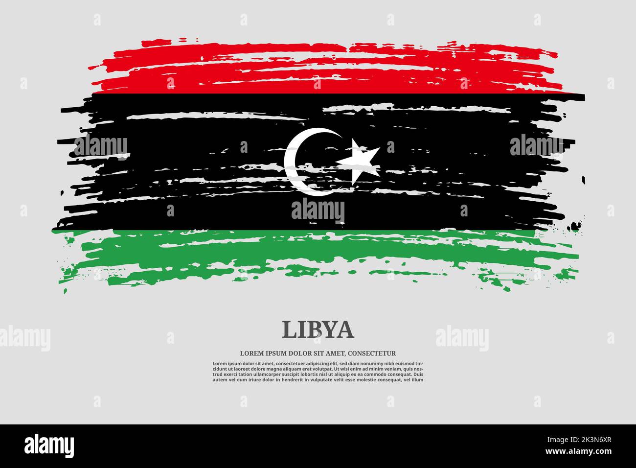 Libya flag with brush stroke effect and information text poster, vector ...