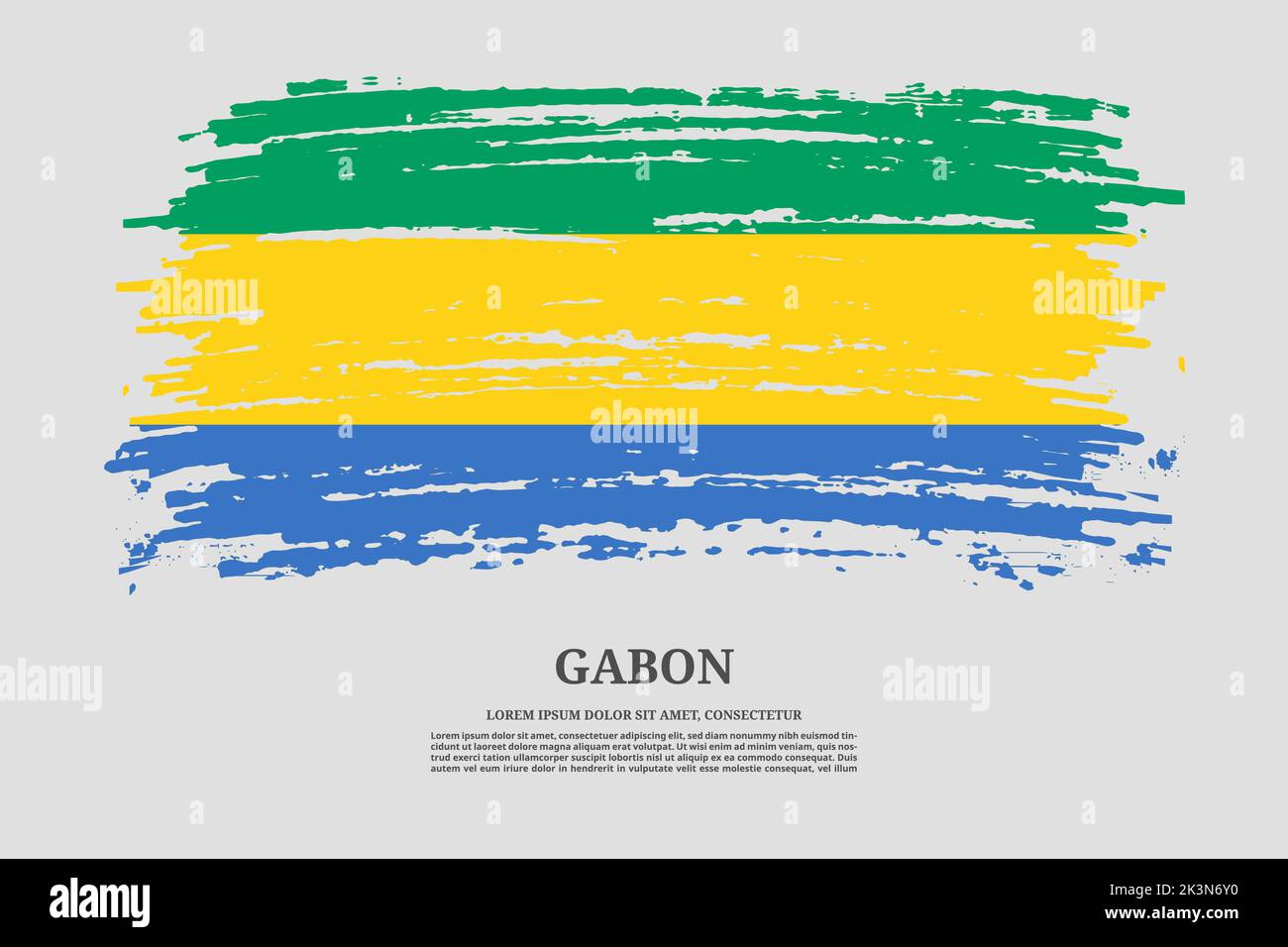 Gabon flag with brush stroke effect and information text poster, vector ...