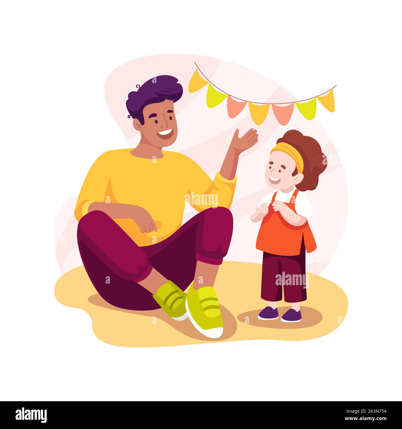 Interacting with adults isolated cartoon vector illustration Stock ...