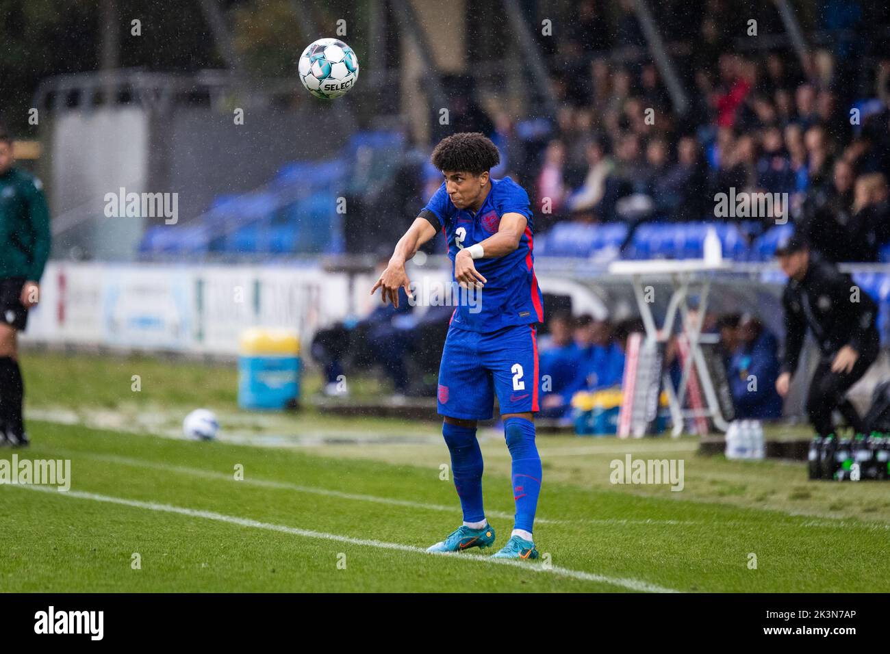 Hobro, Denmark. 27th Sep, 2022. Rico Lewis (2) of England seen during ...