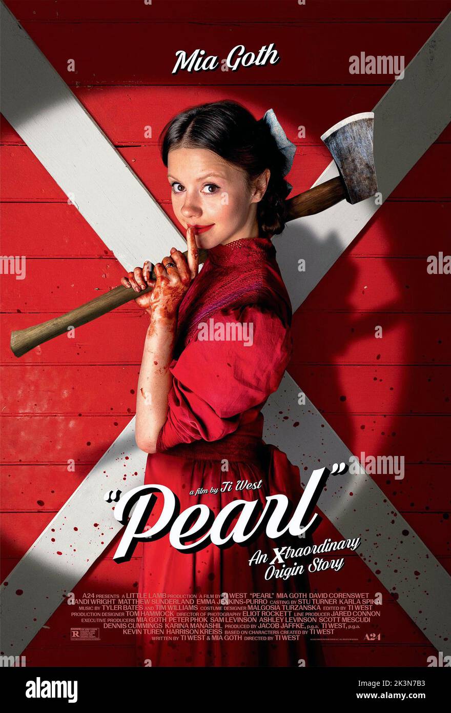 PEARL, US poster, Mia Goth, 2022. © A24 /Courtesy Everett Collection ...