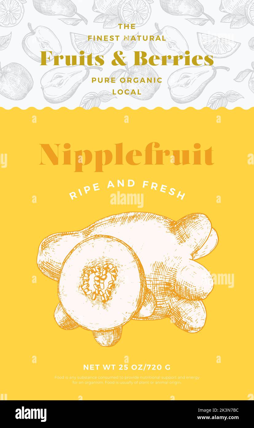 Fruits and Berries Pattern Label Template. Abstract Vector Packaging ...