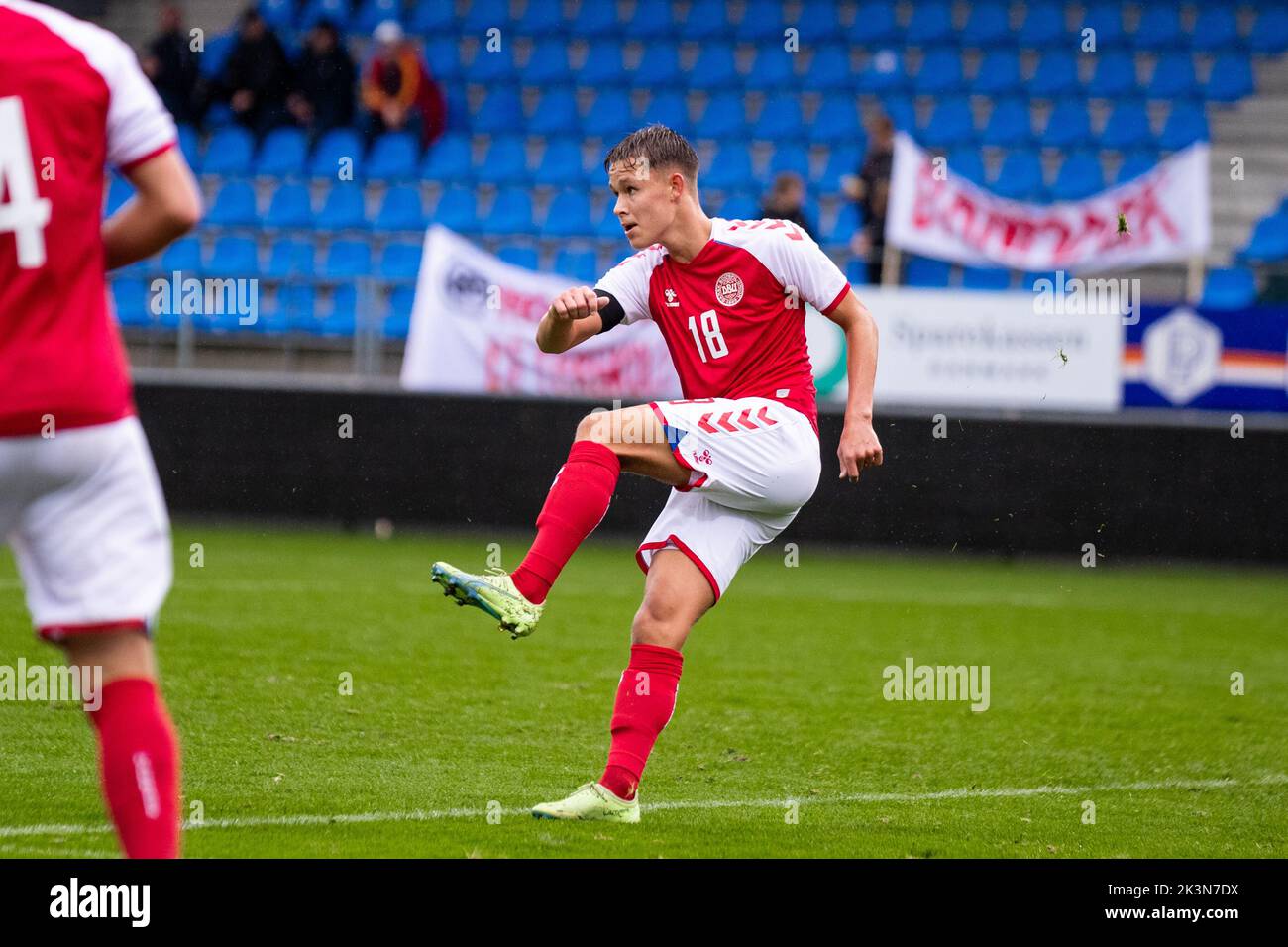 Hobro, Denmark. 27th Sep, 2022. Mads Enggaard (18) of Denmark seen ...