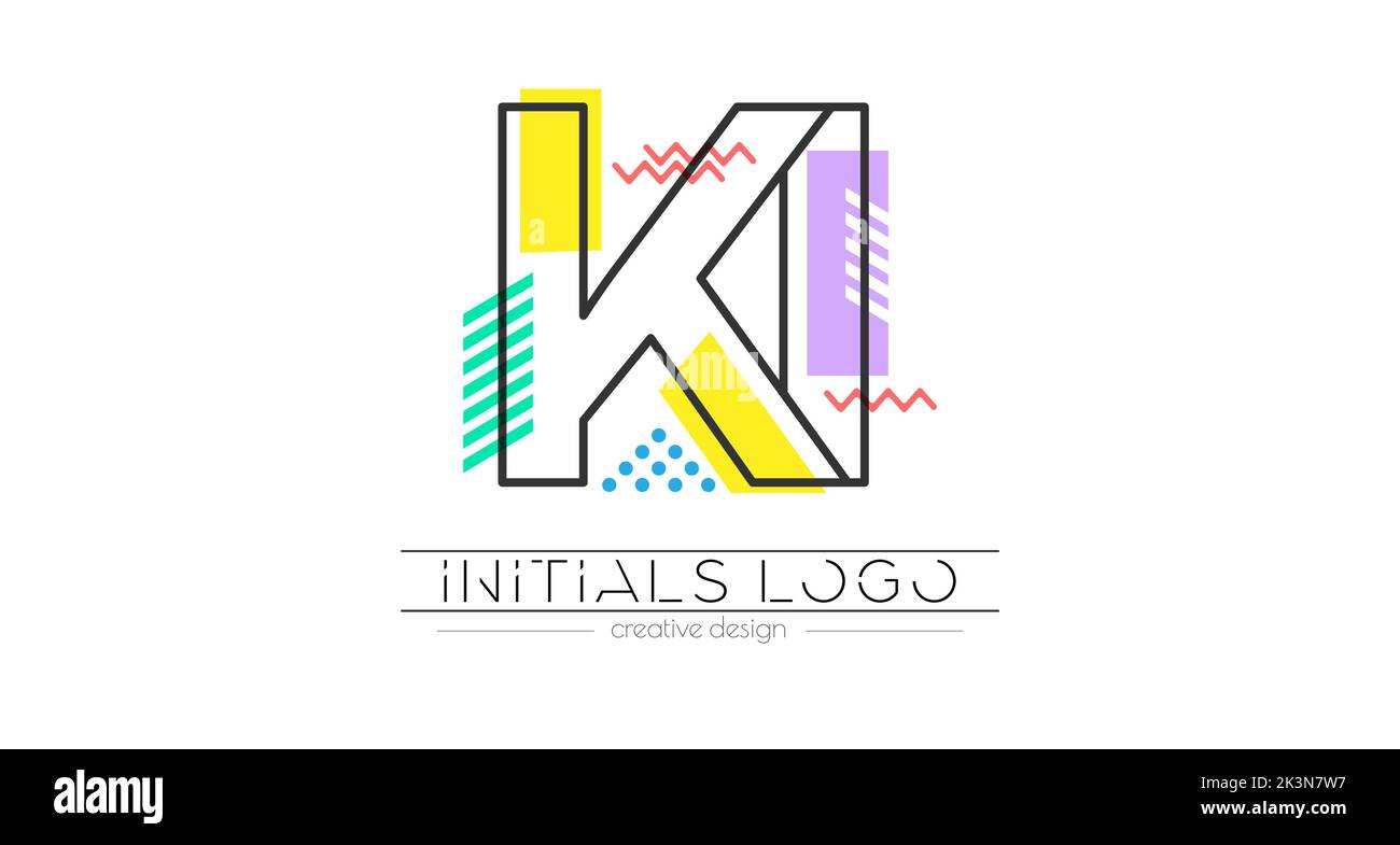 Letters K and I. Merging of two letters. Initials logo or abbreviation ...