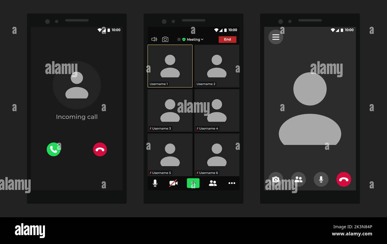 Template video conference user interface. Video calls window overlay ...