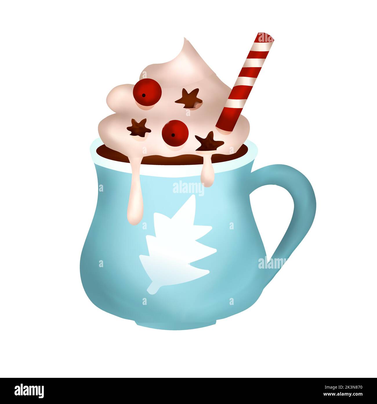 Christmas drink cream 3d vector, cocoa cup dessert chocolate art ...