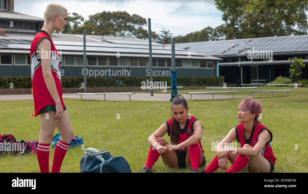 HEARTBREAK HIGH, from left: Asher Yasbincek, Sherry-Lee Watson, Gemma Chua-Tran, 'Bin Chicken ...