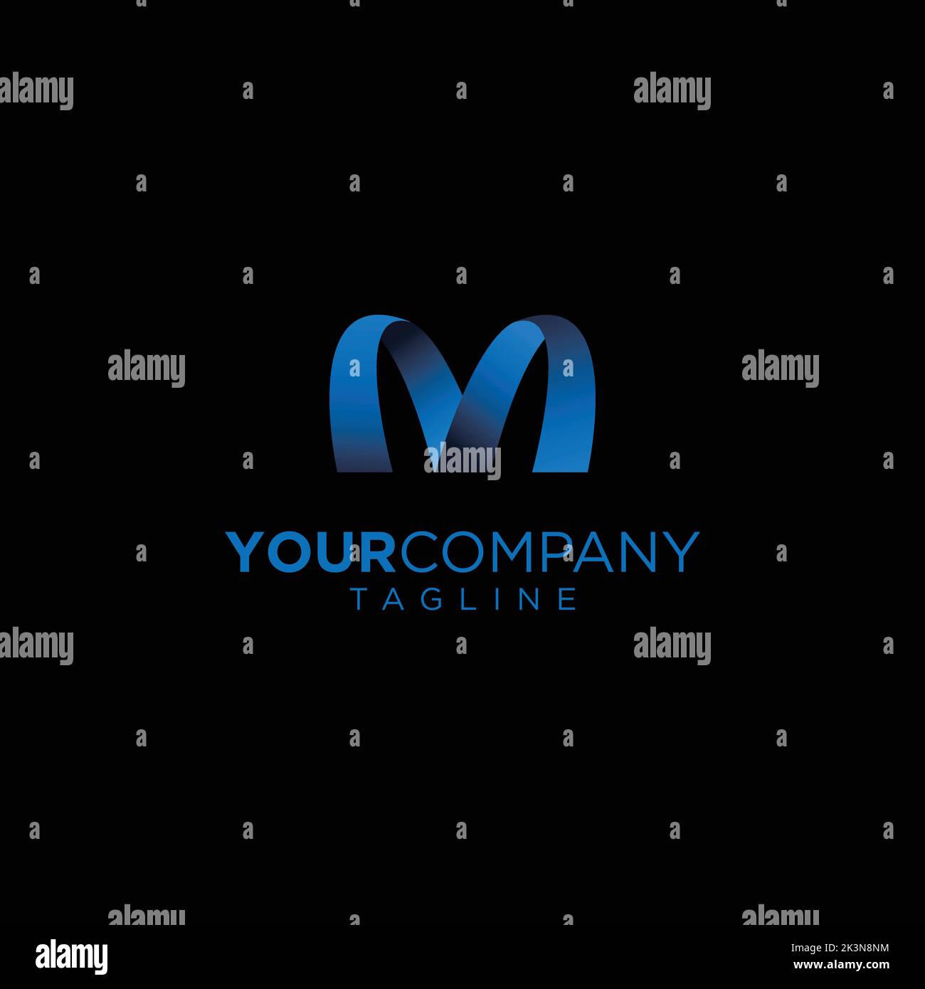 A blue letter M design on black background for company logo Stock ...