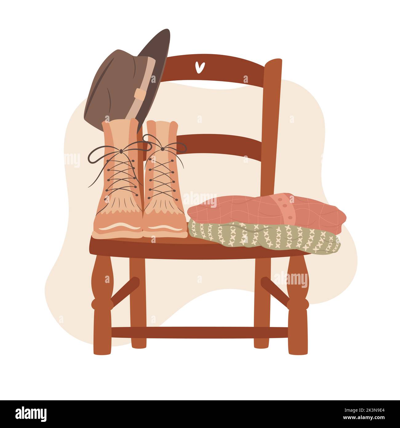 Hello Fall concept. Autumn time. Boots, sweaters and hat. Vector ...