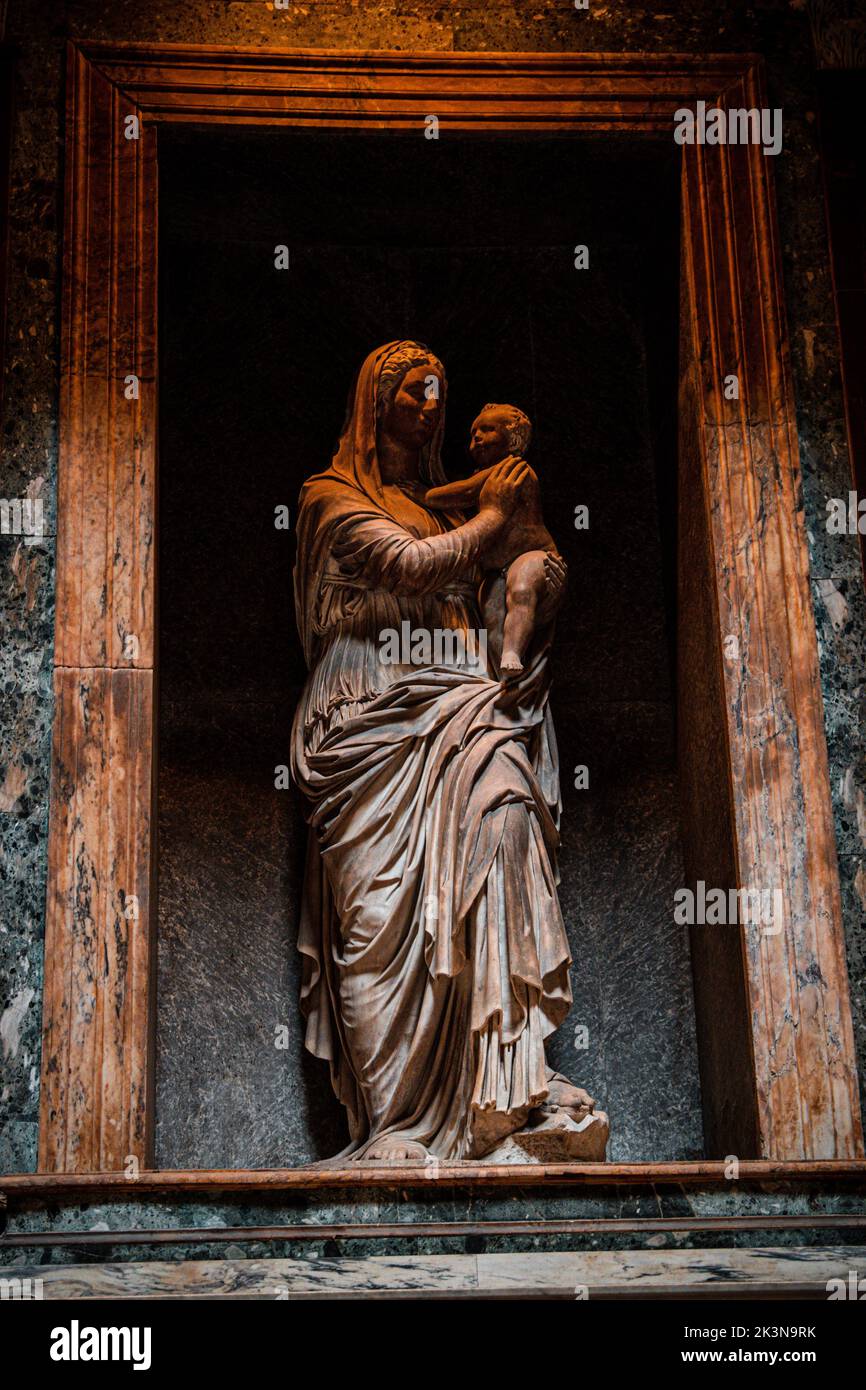 A vertical shot of the statues inside the Pantheon, Rome Stock Photo ...