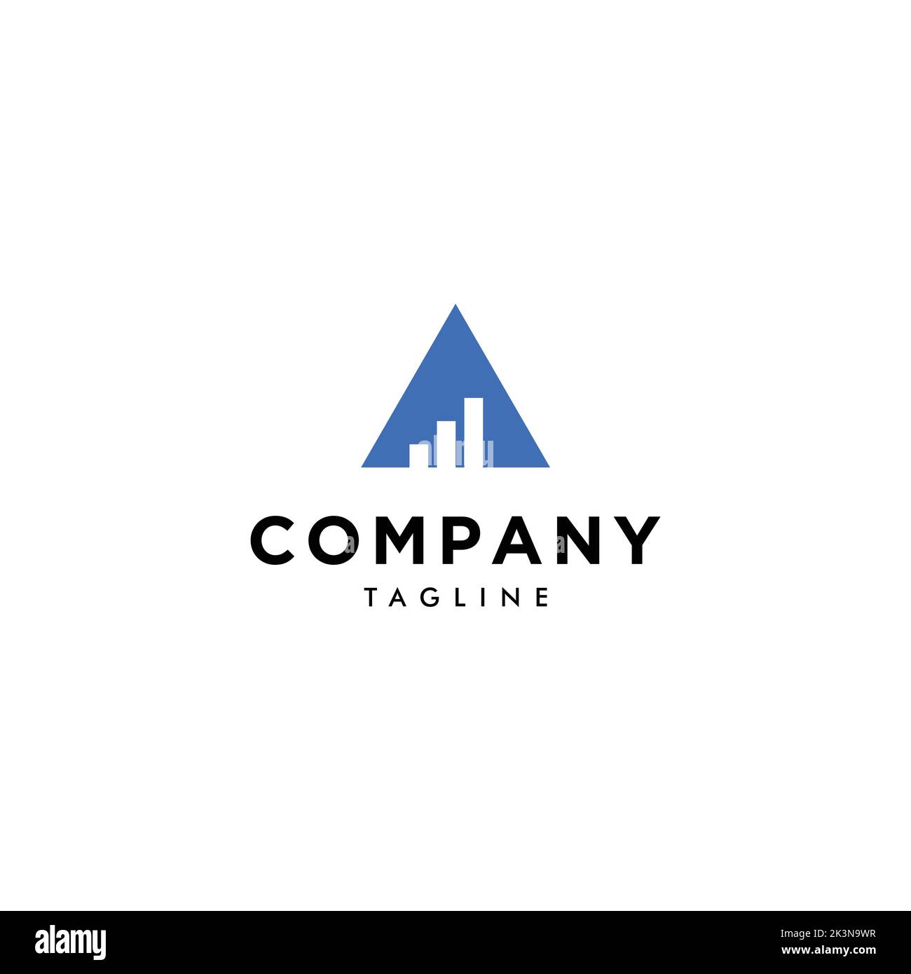 A vector of logo design with blue triangle isolated in white background ...