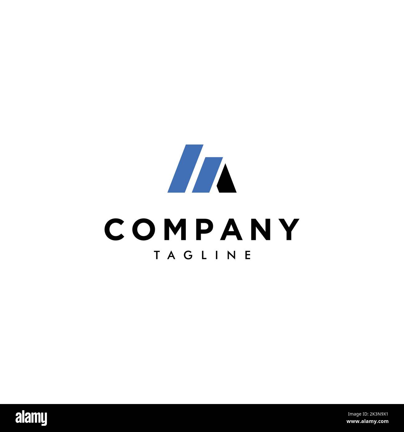 A vector of logo design with blue triangle isolated in white background ...