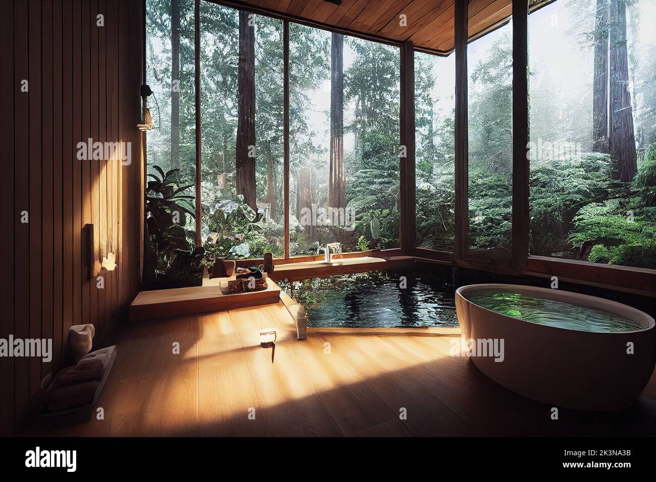 A spa wellness room with a bathtub and pool Stock Photo - Alamy